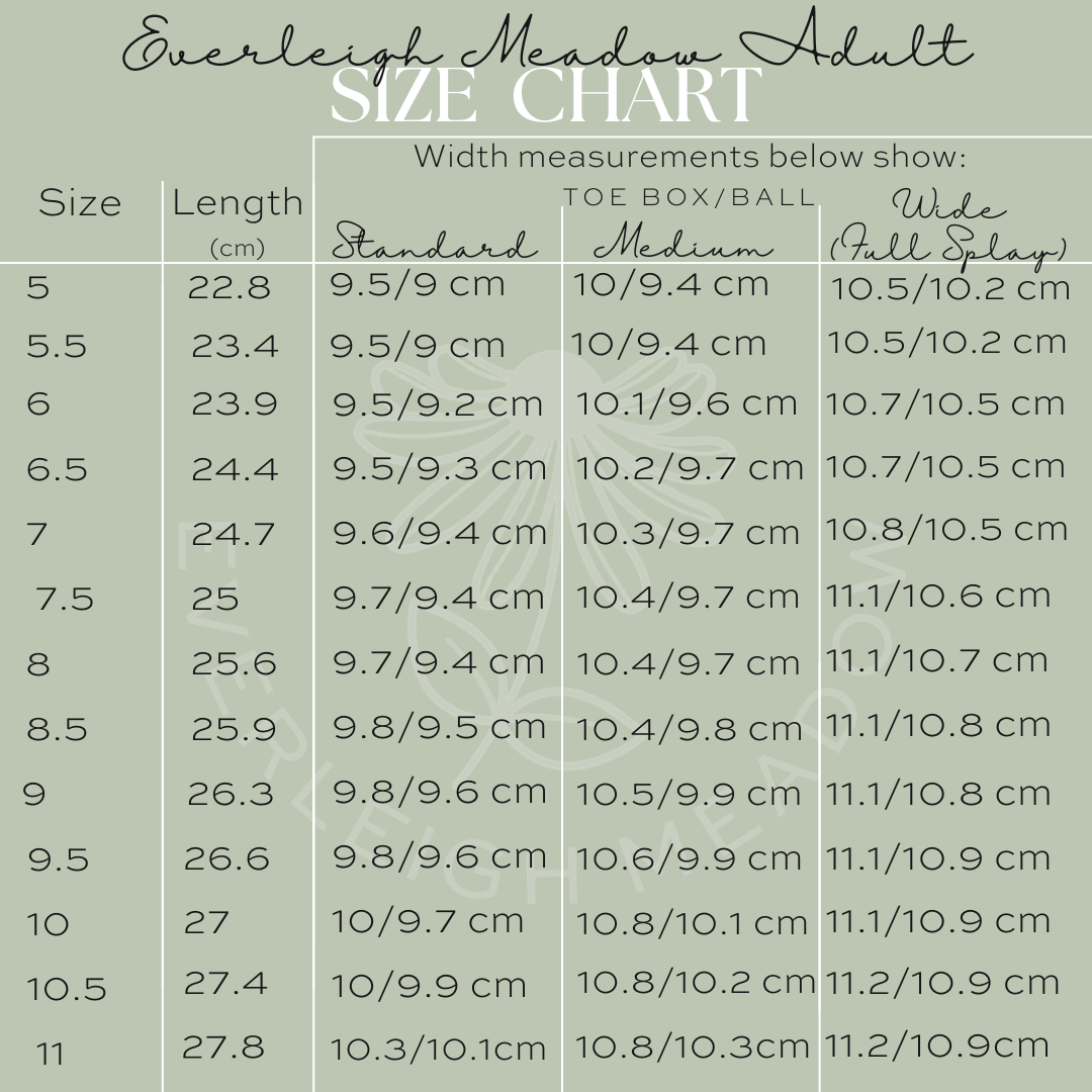 Adult Sizing – Everleigh Meadow